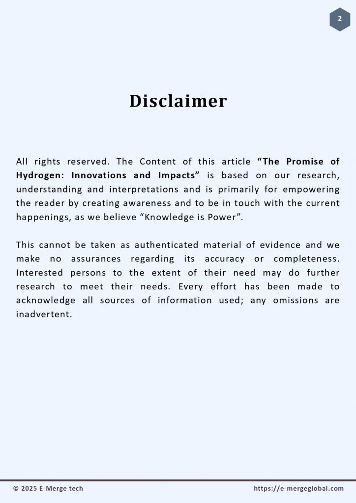 The Promise of Hydrogen: Innovations and Impacts | E-Merge tech